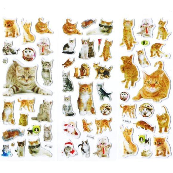 Toys | New Small Puffy Vinyl Stickers Cats Kittens Feline | Poshmark